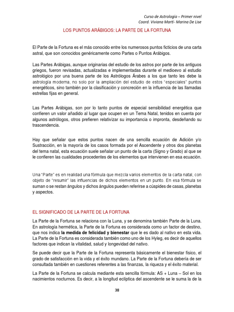 La Parte de La Fortuna e Infortunio PDF | PDF | Horóscopo | Felicidad