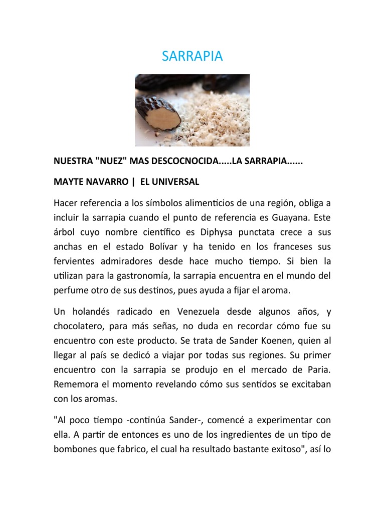 SARRAPIA | PDF | Venezuela | Comida y bebida