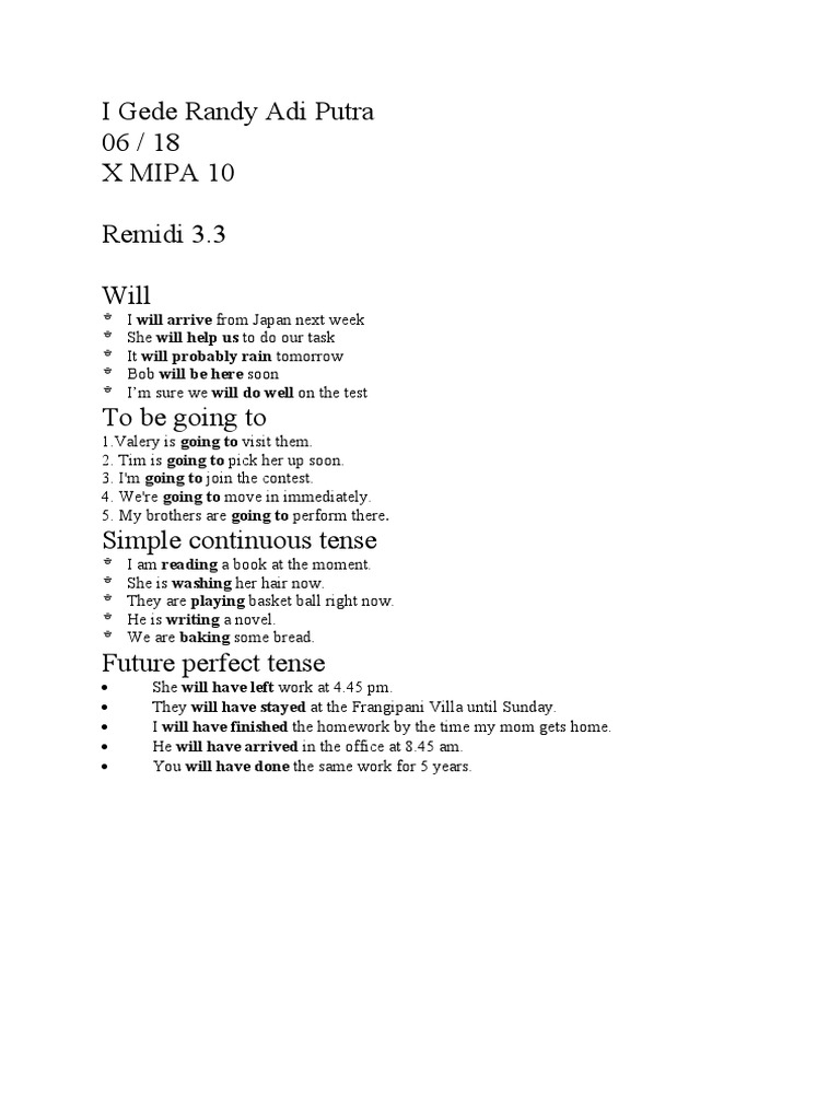 English Tenses: Future & Continuous | PDF