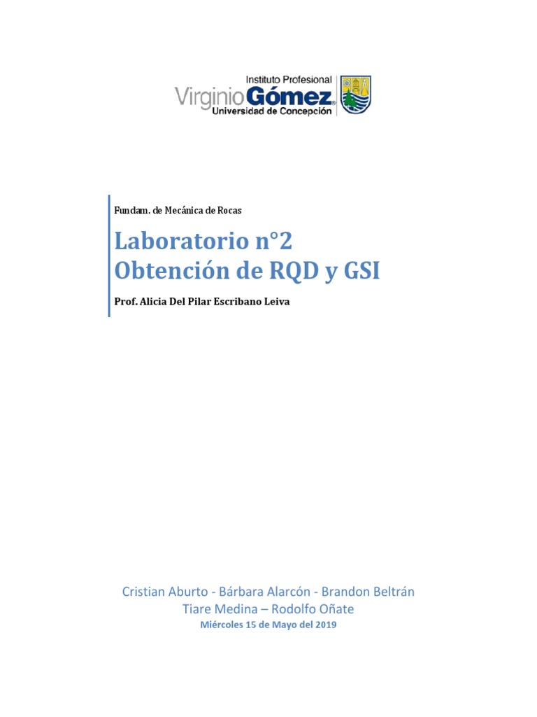 RQD y GSI PDF | PDF | Geología | Materiales naturales