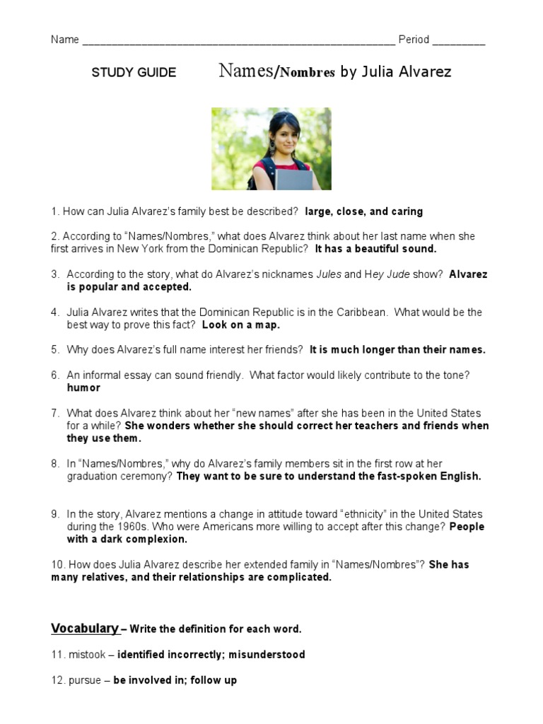 Study Guide for "Names/Nombres" | PDF | Essays | Human Communication