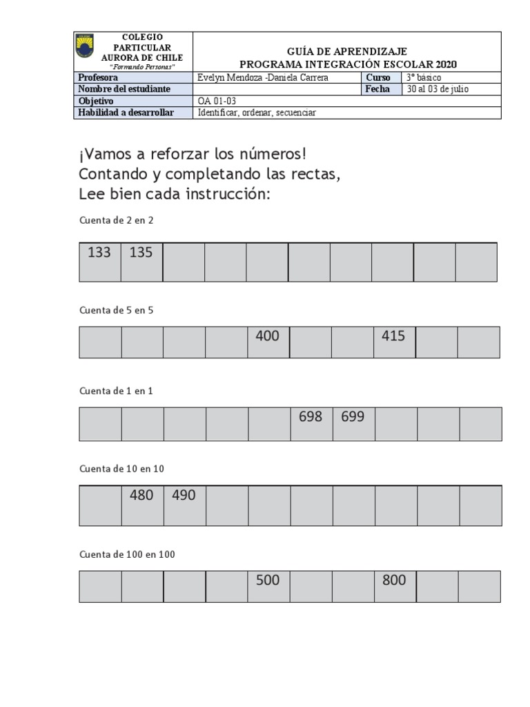 3° Básico Secuencias Numéricas | PDF