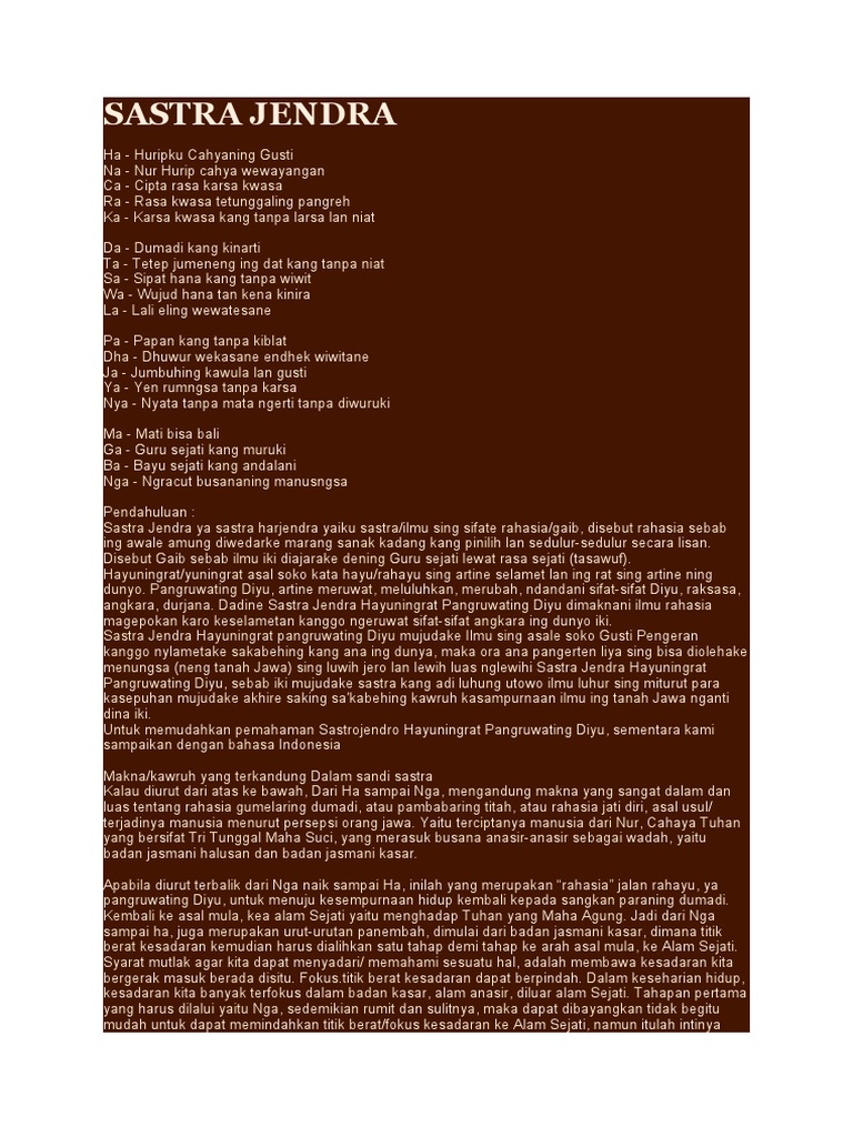 Sastra Jendra | PDF