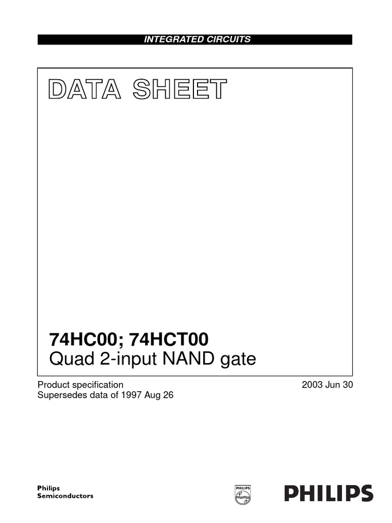 Data Sheet: 74HC00 74HCT00 | PDF | Specification (Technical Standard) | Cmos
