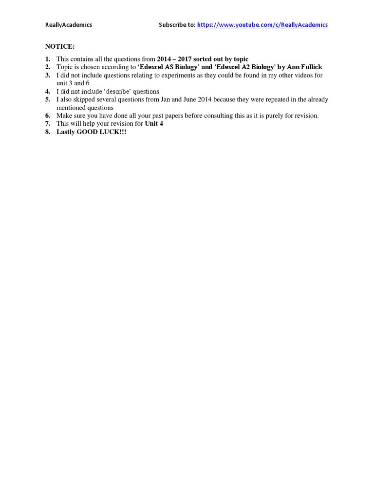 IAL Edexcel Biology Unit 4 Sorted by Topic | PDF | Virus | Immune System IAL Edexcel Biology Unit 4 Sorted by Topic | PDF | Virus | Immune System