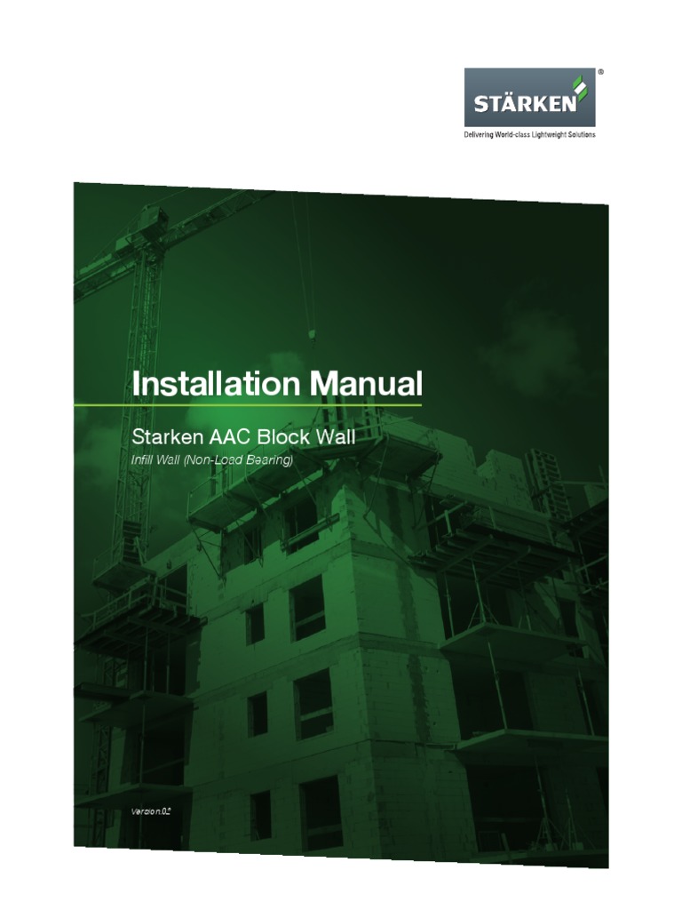 Installation Manual: Starken AAC Block Wall | PDF | Wall | Concrete