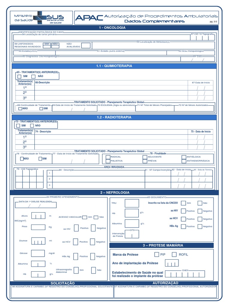 Formulario Apac Laudo Complementar PDF | PDF | Causas de morte | Saúde pública