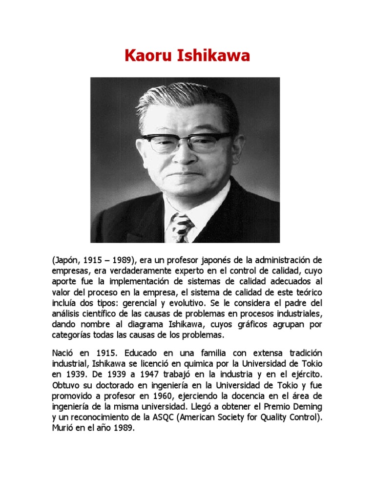 Aportaciones de Kaoru Ishikawa a la Calidad | PDF | Calidad (comercial ...