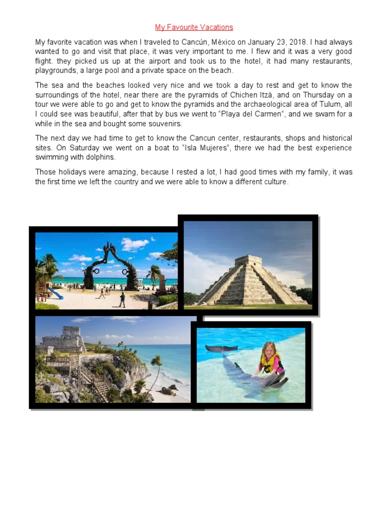 My Favorite Vacation to Cancun Mexico | PDF