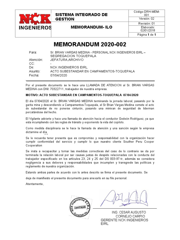 MEMO 2020-002 Brian Vargas | PDF | Gobierno