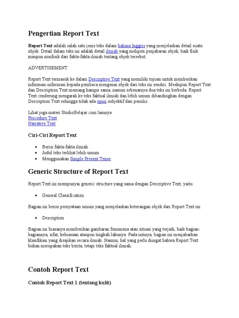 Pengertian Report Text | PDF