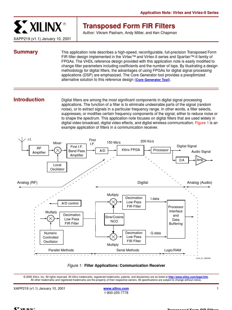 Transposed Form FIR Filters: Core Generator Tool | PDF | Digital Signal Processing | Field ...