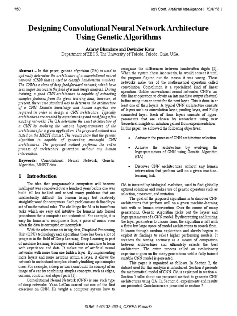 Designing Convolutional Neural Network Architecture Using Genetic Algorithms | PDF | Genetic ...