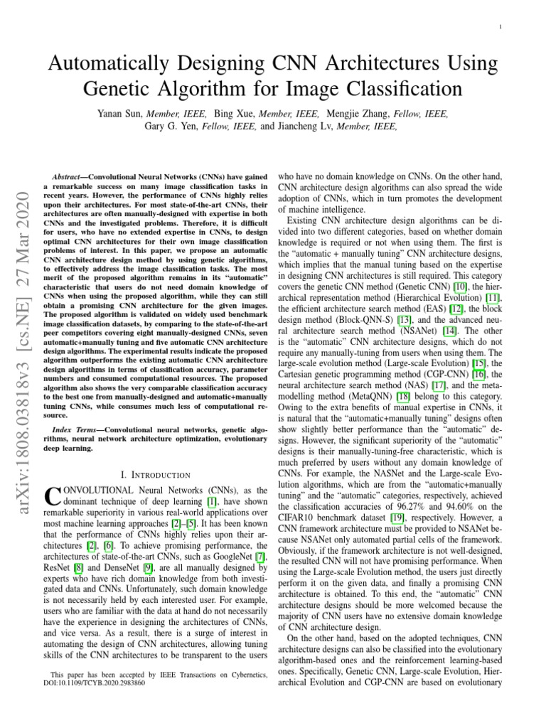 Automatically Designing CNN Architectures Using Genetic Algorithm For ...