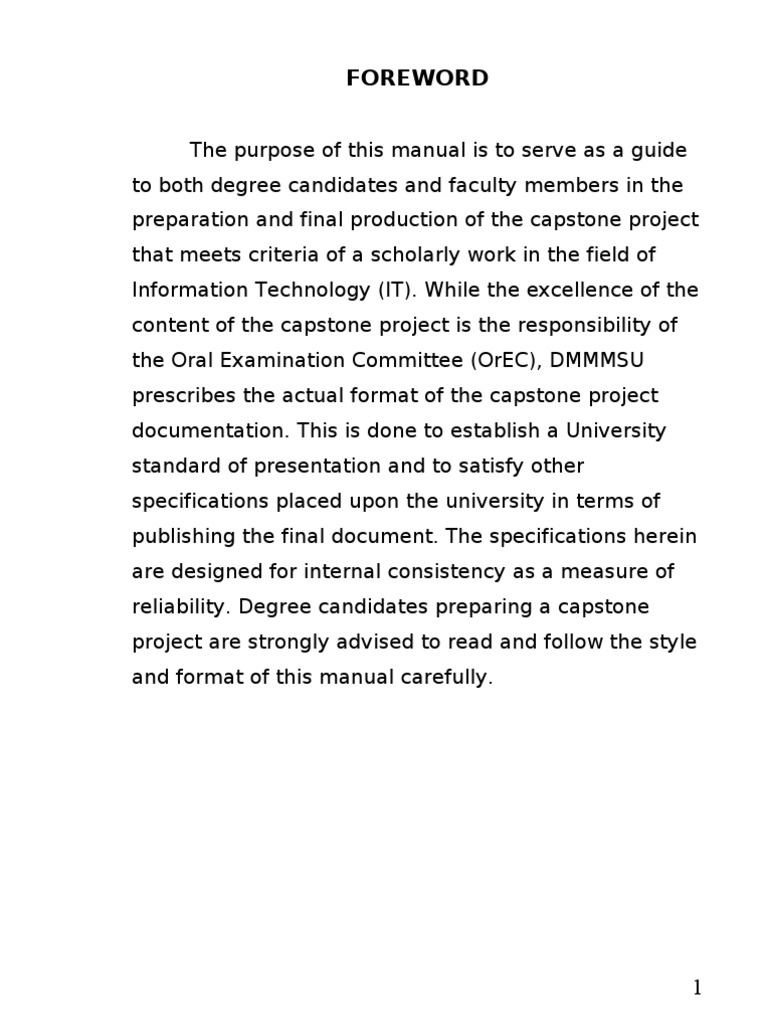 Formatted Capstone Project Manual | PDF | Graduate School | Theory