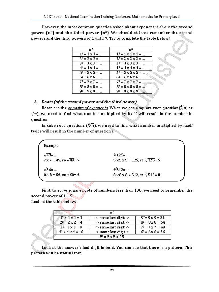 Mathematics Exponents and Roots Guide | PDF | Volume | Numbers