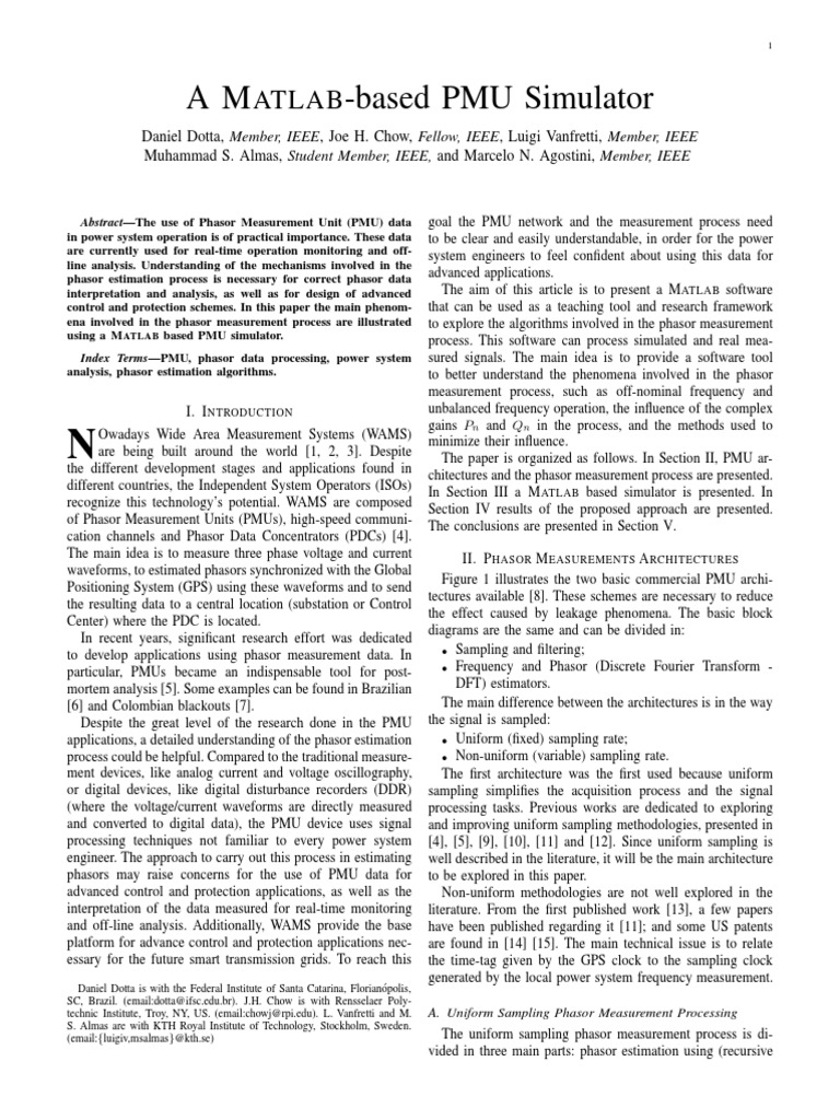 A MATLAB-based PMU Simulator | PDF | Electrical Engineering | Electricity