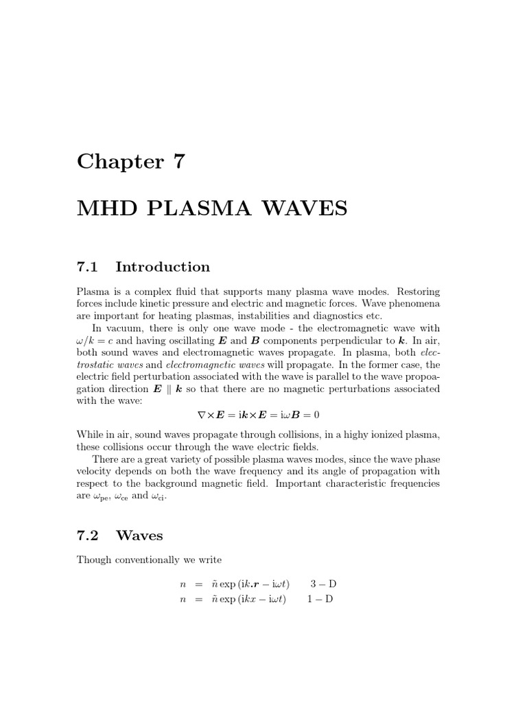 MHD Plasma Waves Chapter Overview | PDF | Waves | Magnetohydrodynamics