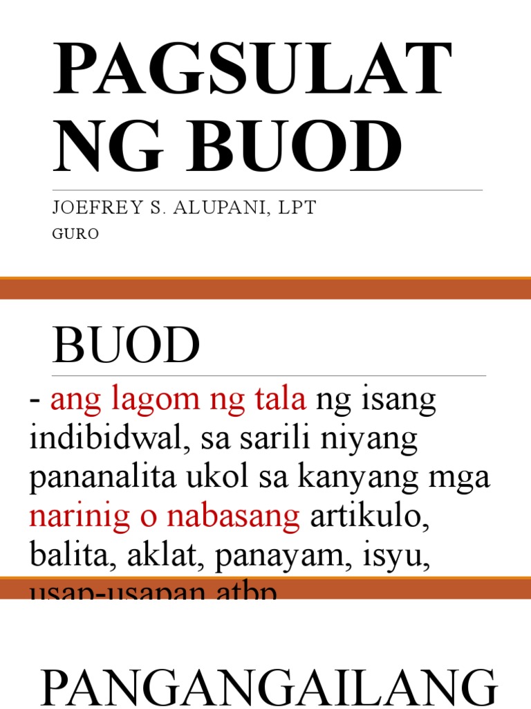 Pagsulat NG Buod | PDF