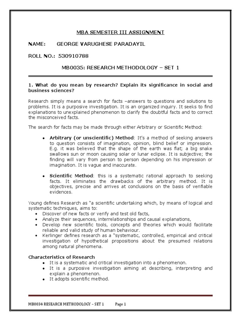 Mba Semester Iii Assignment Name: George Varughese Paradayil ROLL NO ...