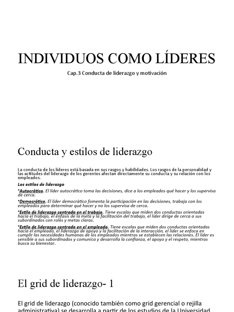 Cap.3 Conducta de Liderazgo y Motivacion | PDF | Liderazgo | Desarrollo ...