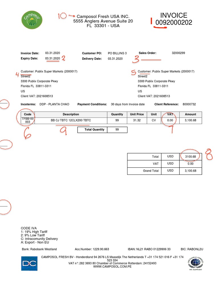 Invoice 0092000202: Camposol Fresh USA INC. 5555 Anglers Avenue Suite ...