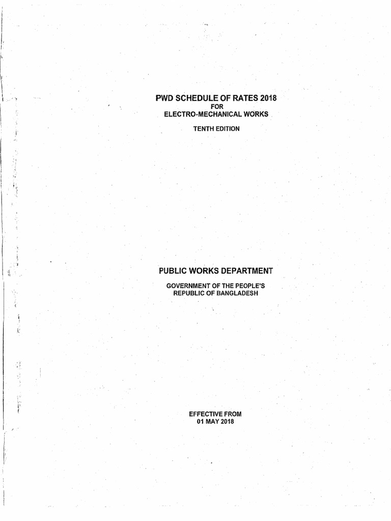 PWD Schedule Rates For EM Works-10th Edition | PDF