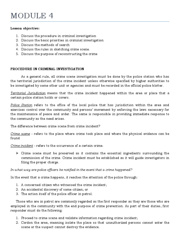 MODULE 4 Fundamental With Intel | PDF | Crime Scene | Police