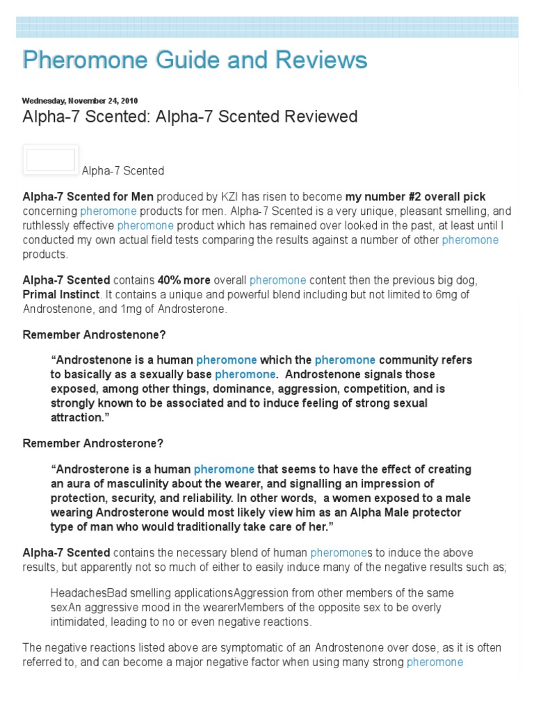 Pheromone Guide and Reviews: Alpha-7 Scented: Alpha-7 Scented Reviewed | Download Free PDF ...