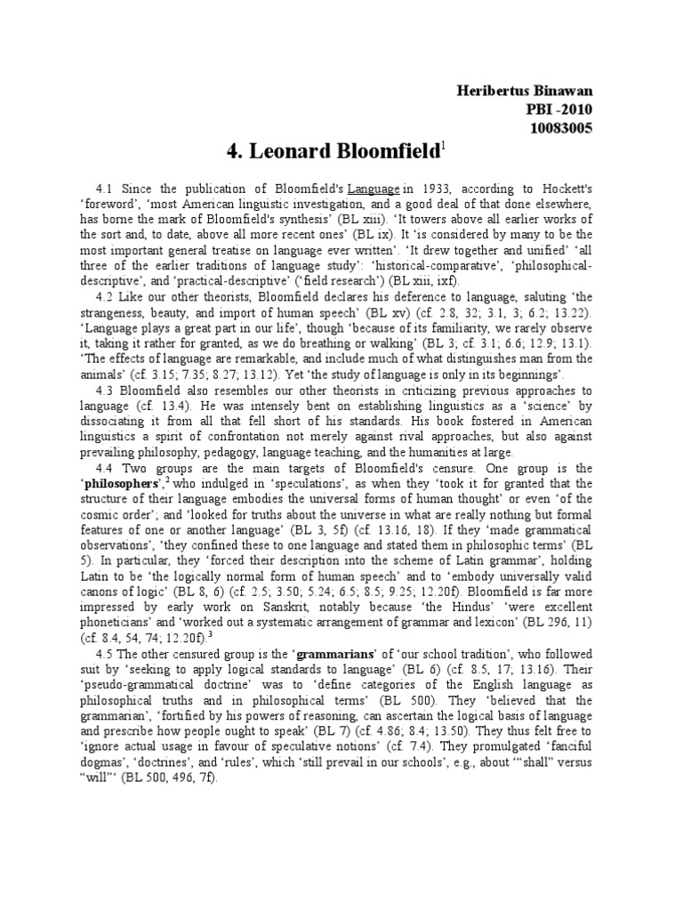 School of Thought LEONARD BLOOMFIELD | PDF | Phoneme | Lexicon