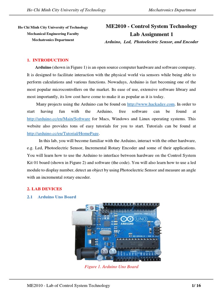 Arduino Control System Lab Guide | PDF | Arduino | Digital Technology