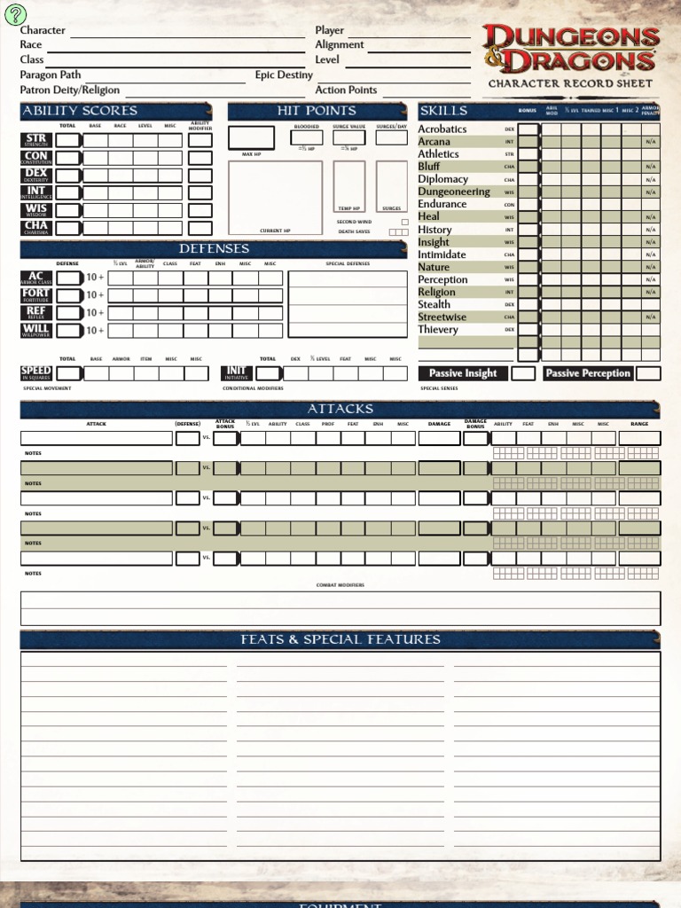 Ability Scores Skills Hit Points: STR DEX CON INT WIS CHA | PDF | Role ...