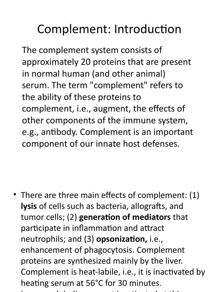 Complement: Introduction | PDF | Complement System | Biochemistry