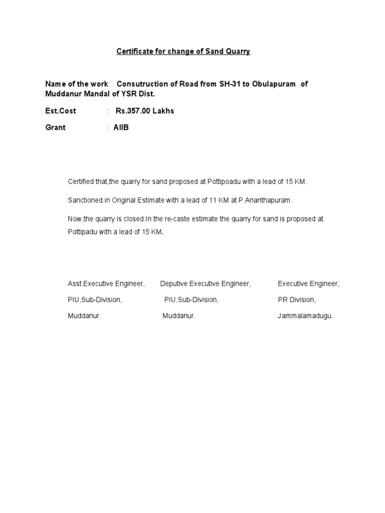 Change Sand Quarry Letter | PDF | Nature | Business