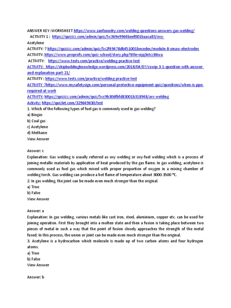 Answer Key Worksheet | PDF | Occupational Safety And Health ...