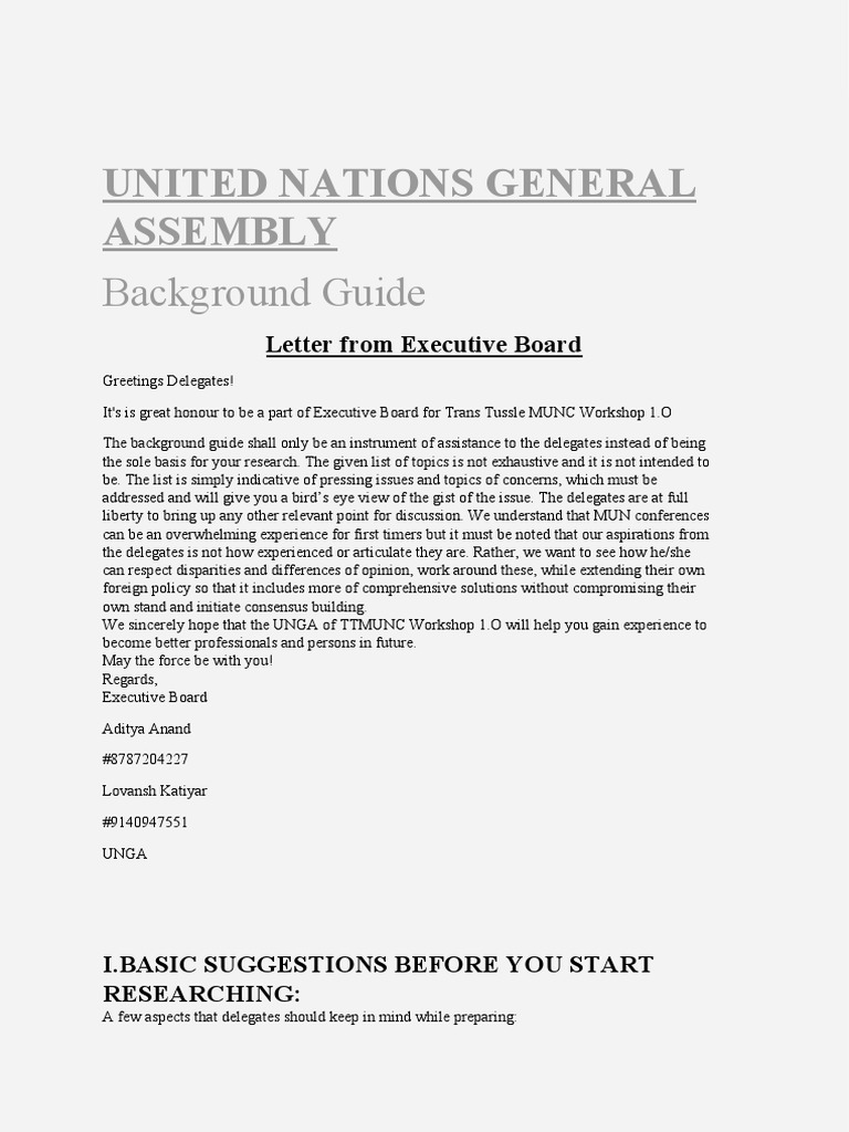 UNGA Background Guide for MUNC Workshop | PDF | Syrian Civil War ...