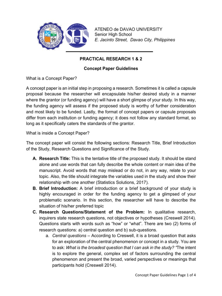 Concept Paper Guidelines PDF | PDF | Emotions | Psychological Concepts