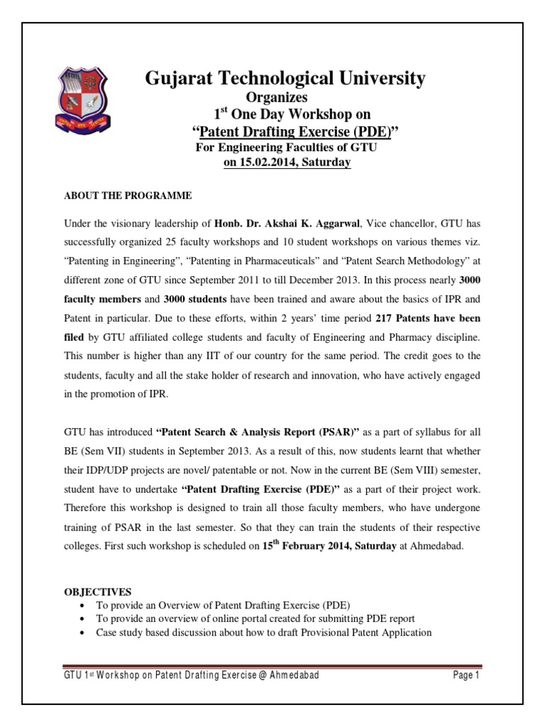 Gujarat Technological University: Organizes 1 One Day Workshop On ...