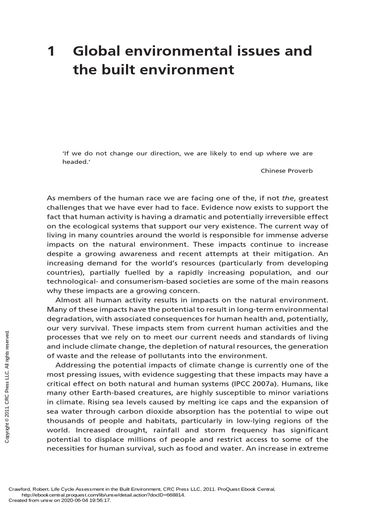 Life Cycle Assessment in The Built Environment - (1 Global ...