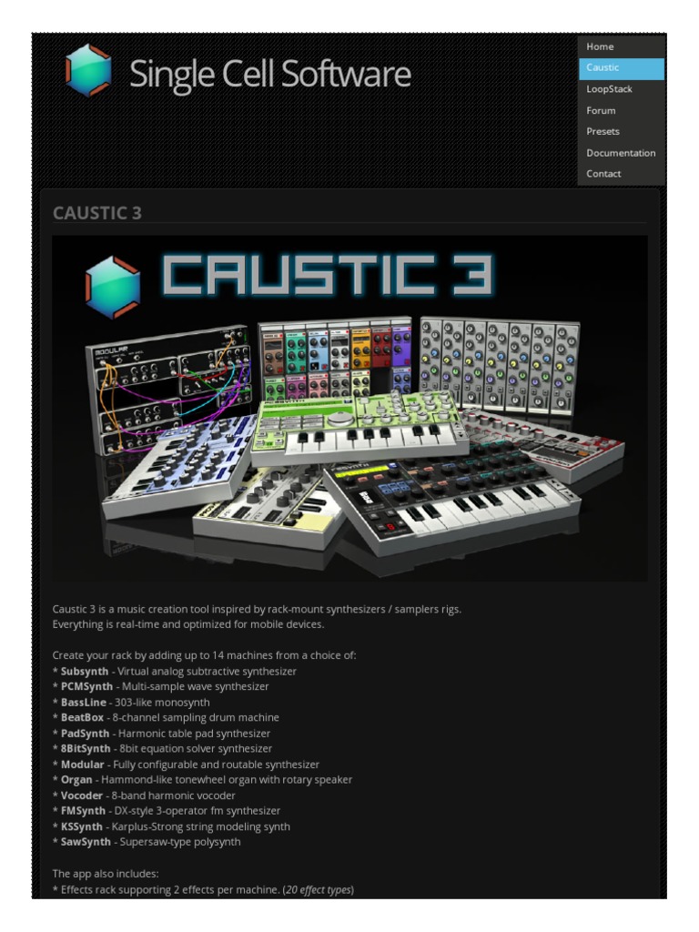 Caustic 3: Mobile Music Creation Tool | PDF | Synthesizer | Ios