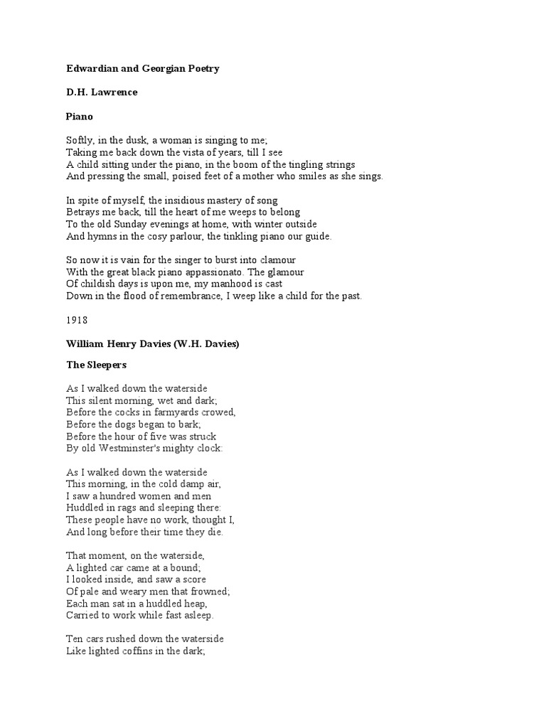 Edwardian and Georgian Poetry | PDF