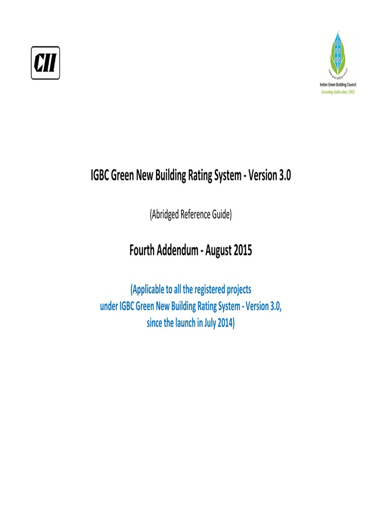 IGBC Green New Buildings v3.0 - Fourth Addendum - August 2015 PDF | PDF ...