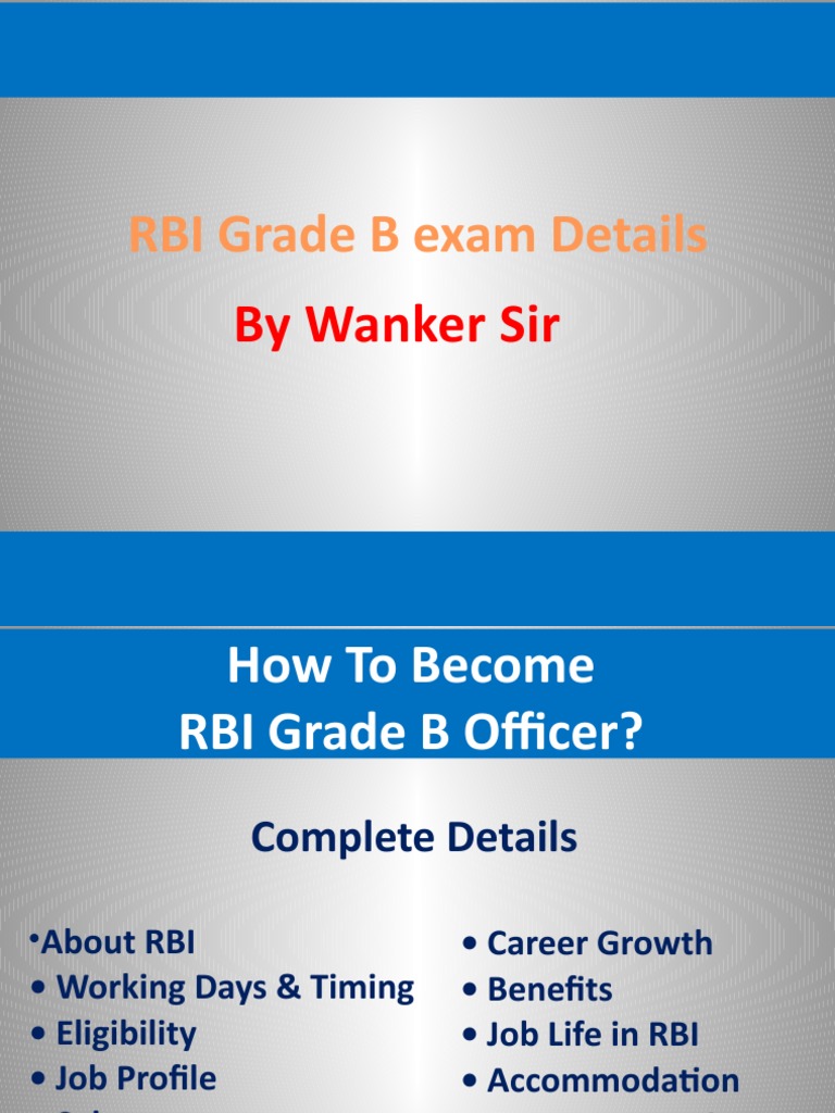 RBI Grade B Exam Details: by Wanker Sir | PDF | Reserve Bank Of India ...