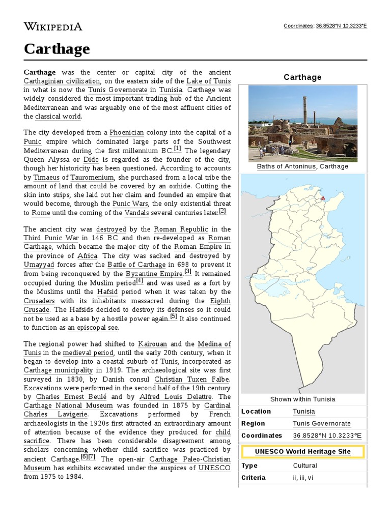 Carthage: Carthage Was The Center or Capital City of The Ancient | PDF ...