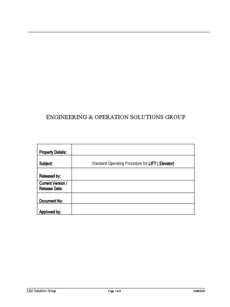 Lift Operation Standard Procedures | PDF | Elevator | Transport