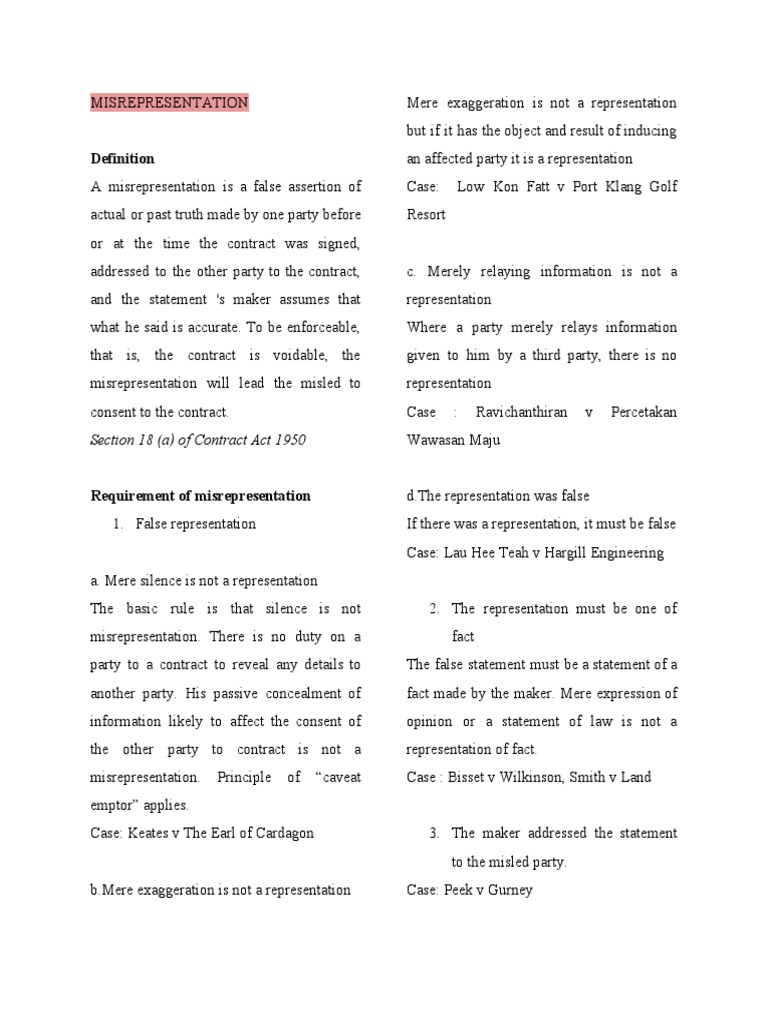 Understanding Misrepresentation and Fraud | PDF | Misrepresentation | Fraud