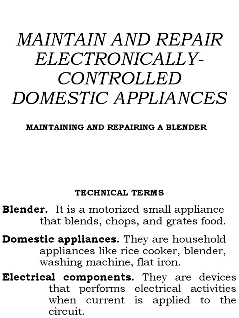 Maintaining and Repairing A Blender | PDF