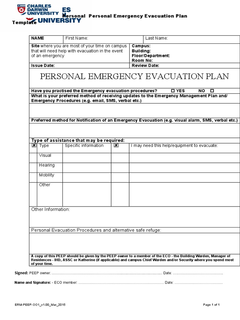 Personal Emergency Evacuation Plan | PDF