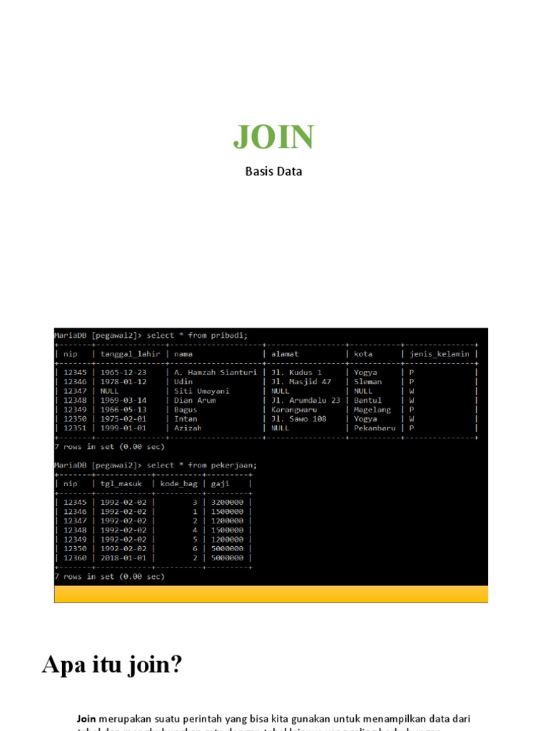 Jenis-Jenis Join dalam Basis Data | PDF