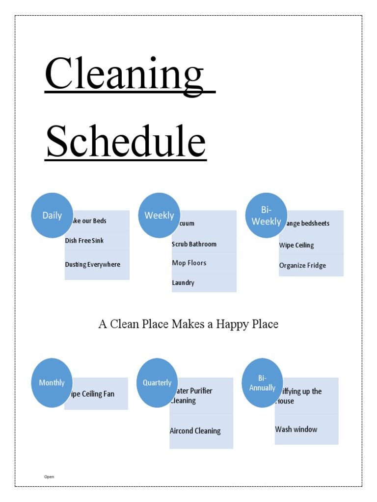 Cleaning Schedule: A Clean Place Makes A Happy Place | PDF
